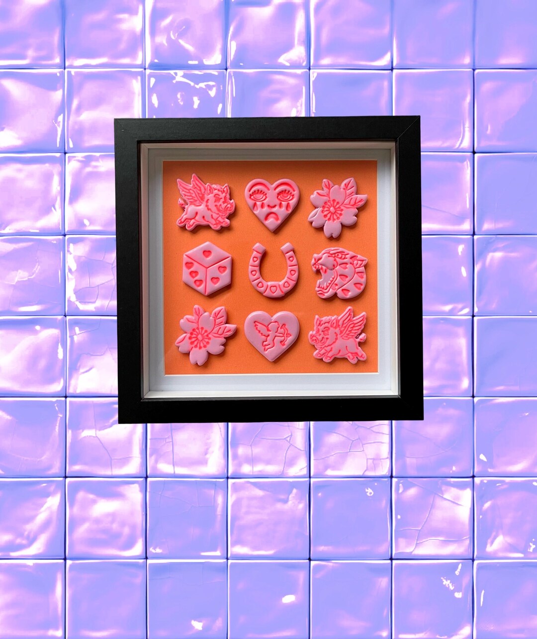 3D Tattoo Flash Art – Polymer Clay Shadow Box, Handmade Wall Decor ...