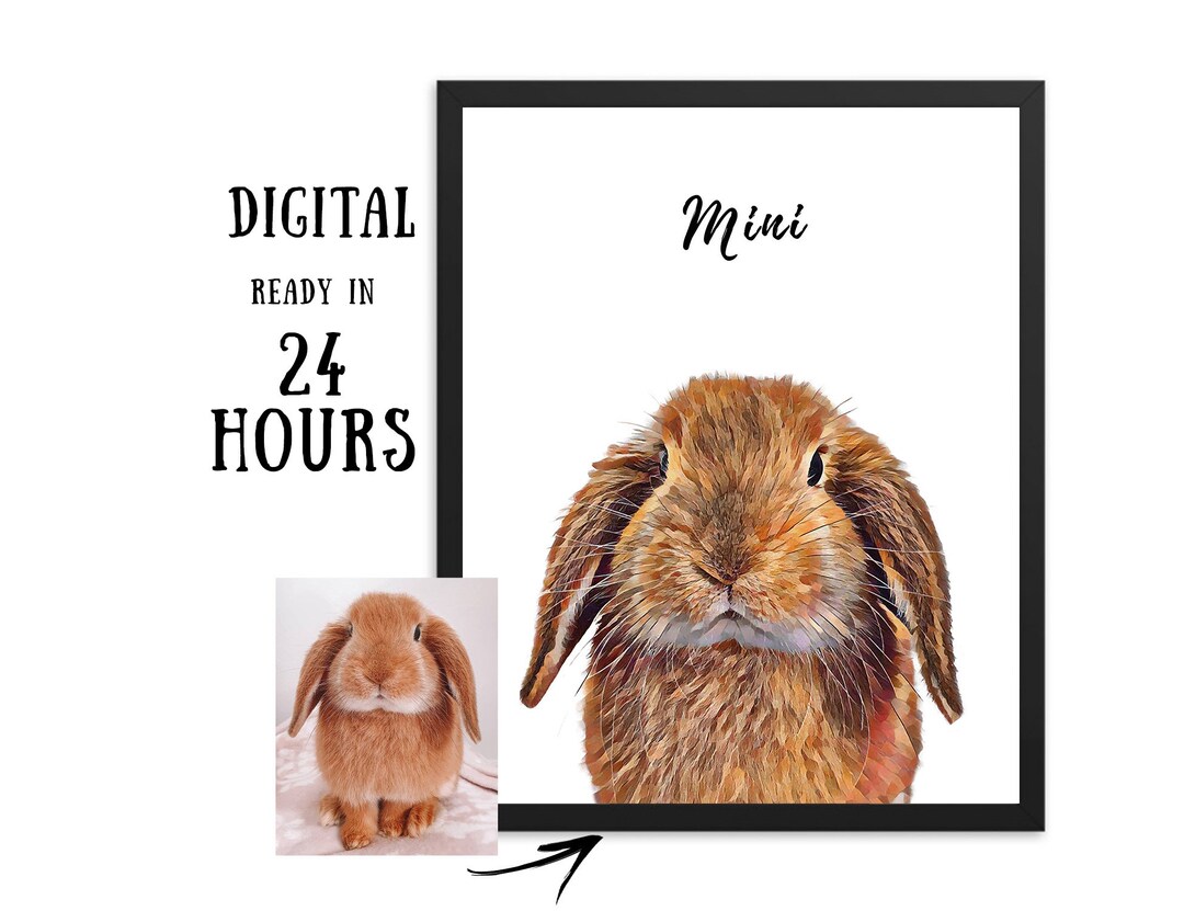 Rabbit Portrait | Pet Portrait | Custom Bunny Portrait | Custom Dog ...