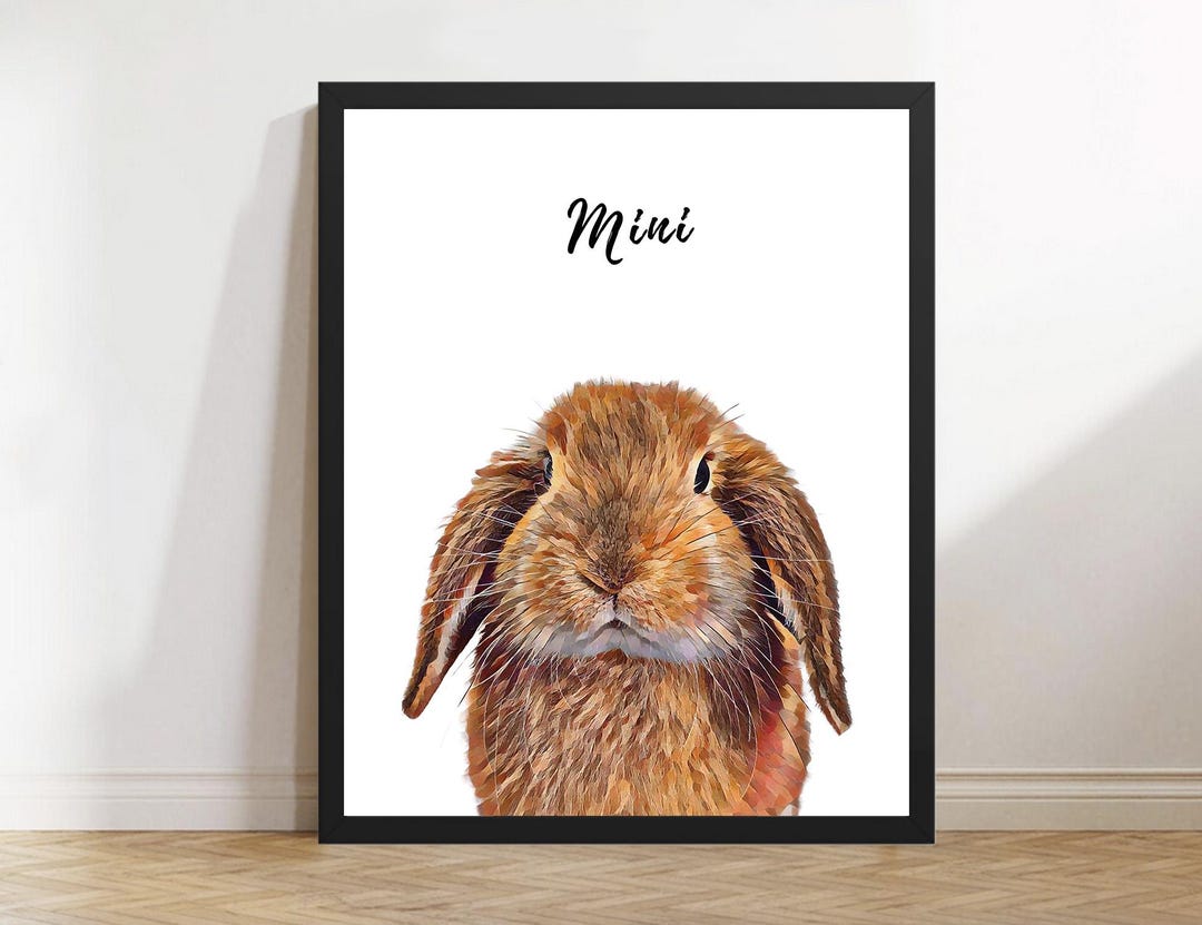 Rabbit Portrait | Pet Portrait | Custom Bunny Portrait | Custom Dog ...