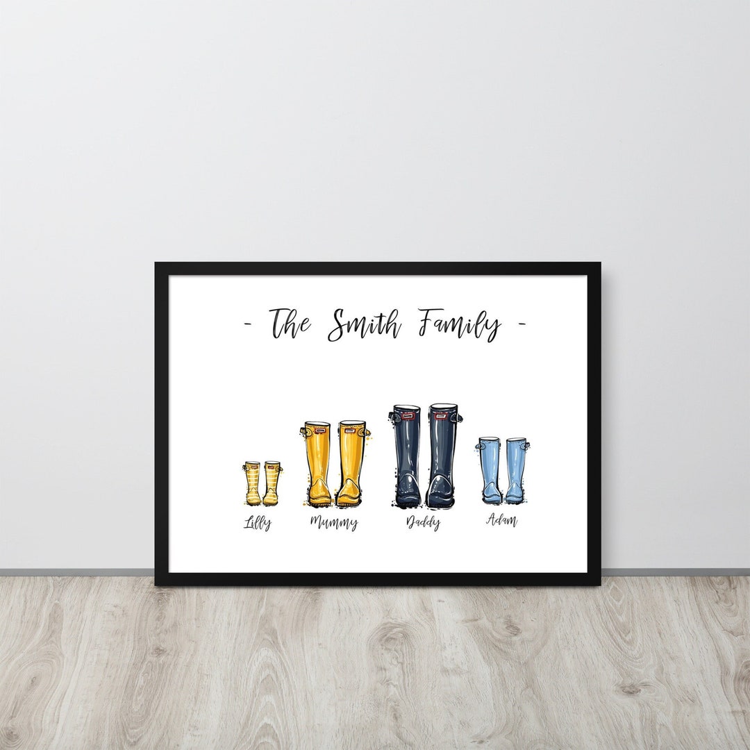 Personalized Family Welly Boot Print Gift for Mother or Dad, New Home ...