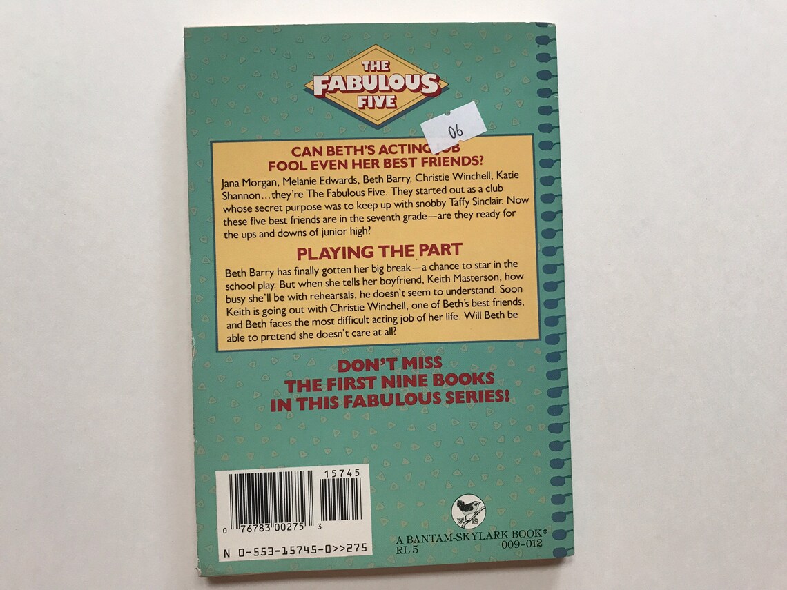 1989 the Fabulous Five Paperback Chapter Book / Book 10 Playing the ...