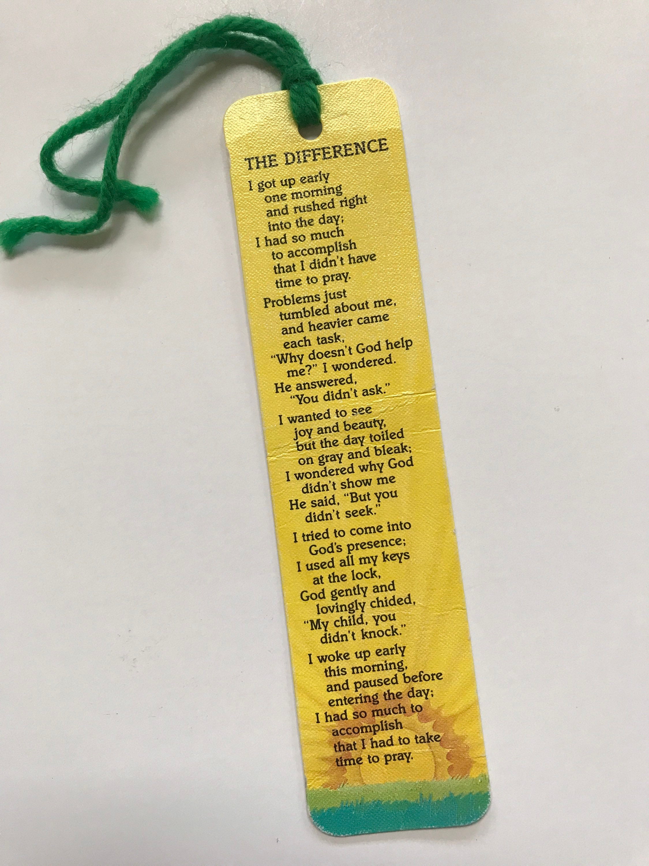 1984 Sunshine Thoughts the Difference Poem Prayer Religious Bookmark - Etsy