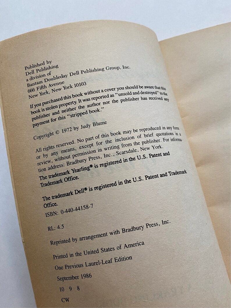 1986 Judy Blume It’s Not the End of the World Paperback Book / Dell ...