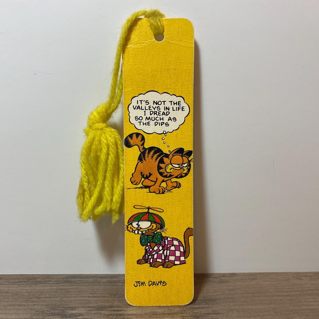 Vintage Garfield Bookmark 80s Orange Fat Cat With Tassel Jim Davis Made ...