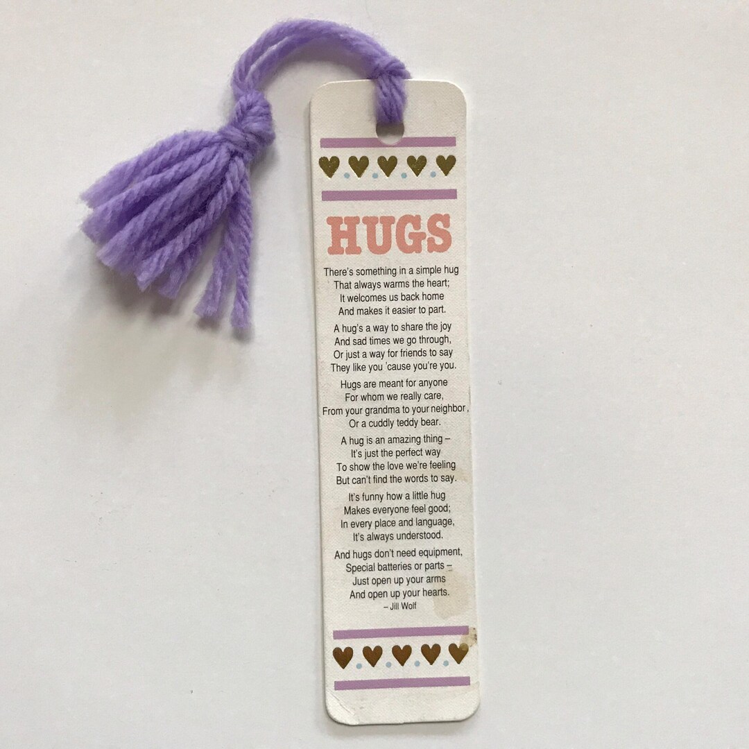 1986 Hugs Poem Bookmark Sunshine Thoughts Friendship Hugging 80s - Etsy