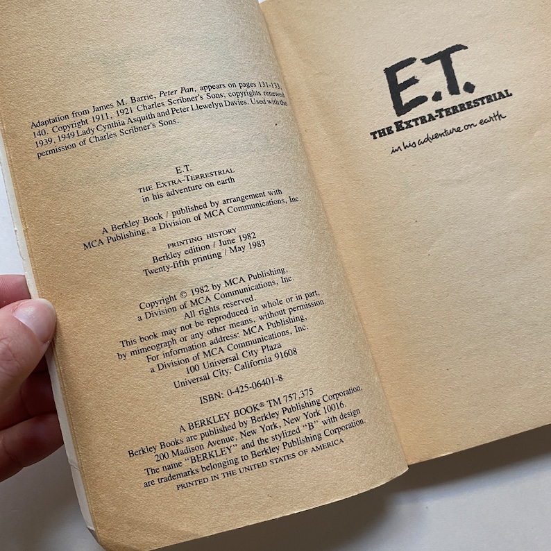 1982 E.T the Extra Terrestrial Novelization Paperback Book 80s Berkley ...