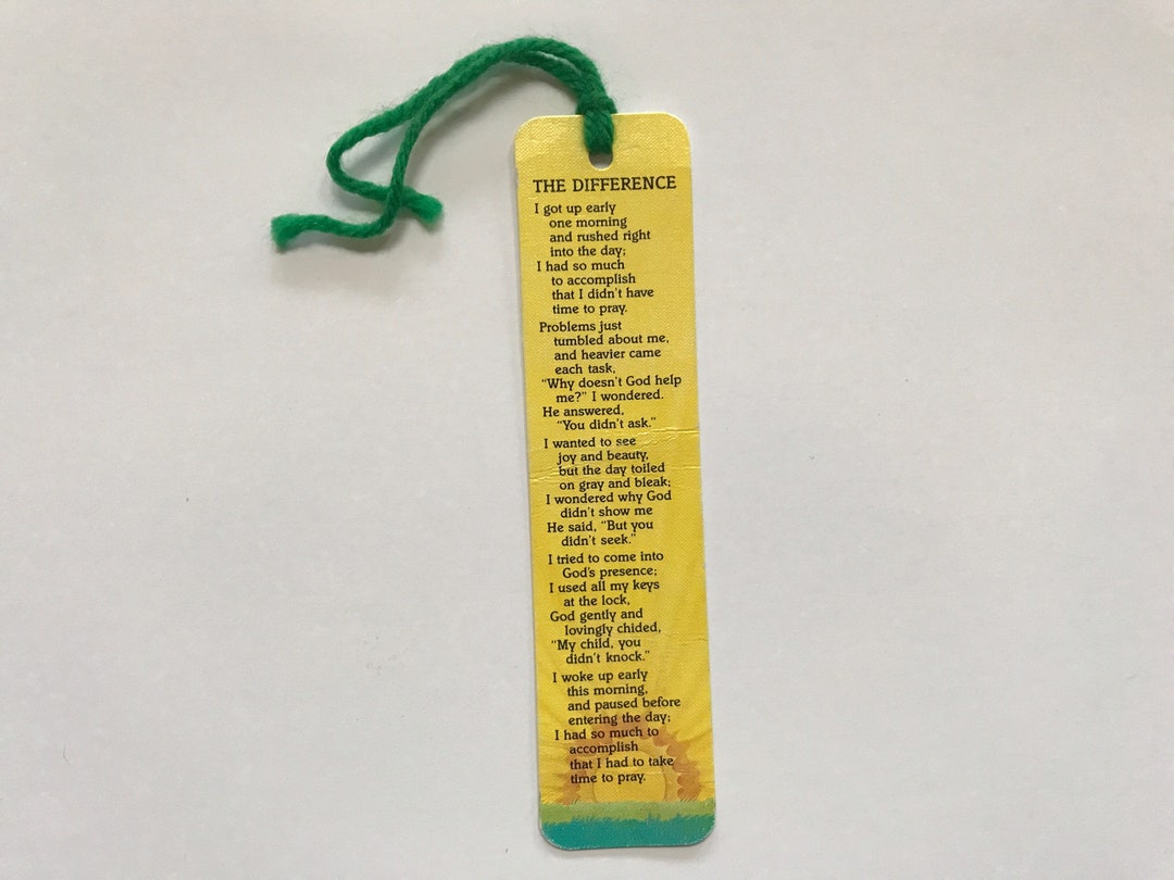 1984 Sunshine Thoughts the Difference Poem Prayer Religious Bookmark - Etsy