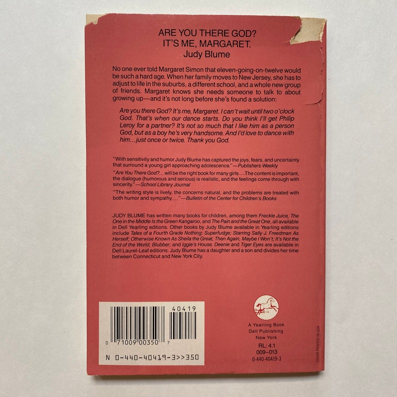 1986 Judy Blume Are You There God? Its Me Margaret Paperback Book - Etsy