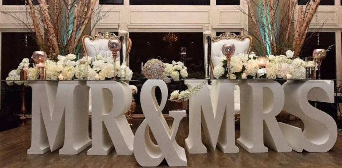 Mr & Mrs Table Base All 6 Letters Included Foam Letters 8 Inches Thick ...