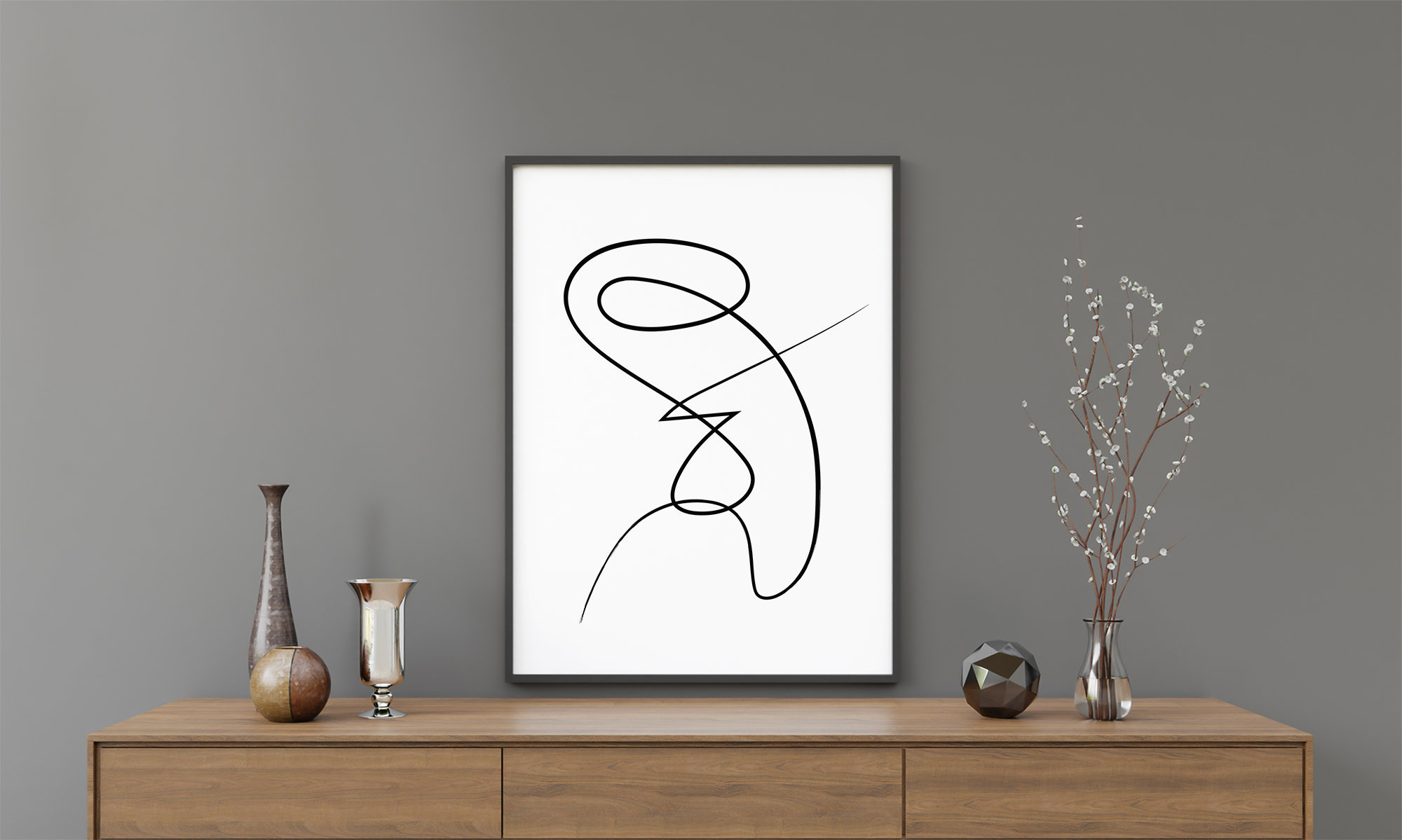 Abstrakte Linie Zeichnung Poster, Sofortiger Download druckbare Wandkunst, Moderne Minimal Art ...