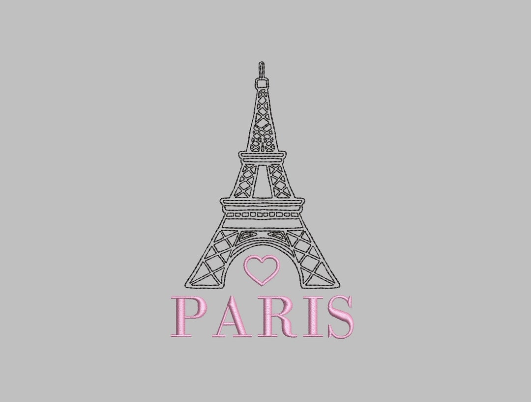 Aesthetic Paris Embroidery Design, PES, DST, JEF, Trendy, Heart, Travel ...