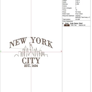 New York City Established 1624 Embroidery Design - 3 Sizes, 8 File ...