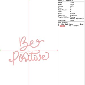 Be Positive Embroidery Design - 3 Sizes, 8 File Formats, Trendy ...