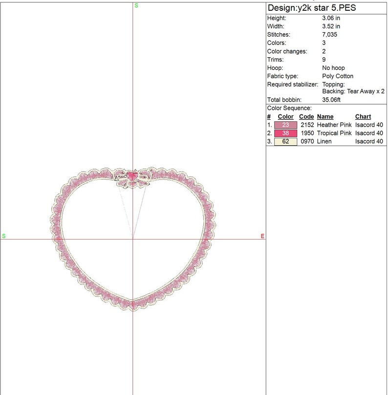 Y2K Heart Ribbon Embroidery Design - PES, DST, JEF, Exp, Xxx, Vp3 ...