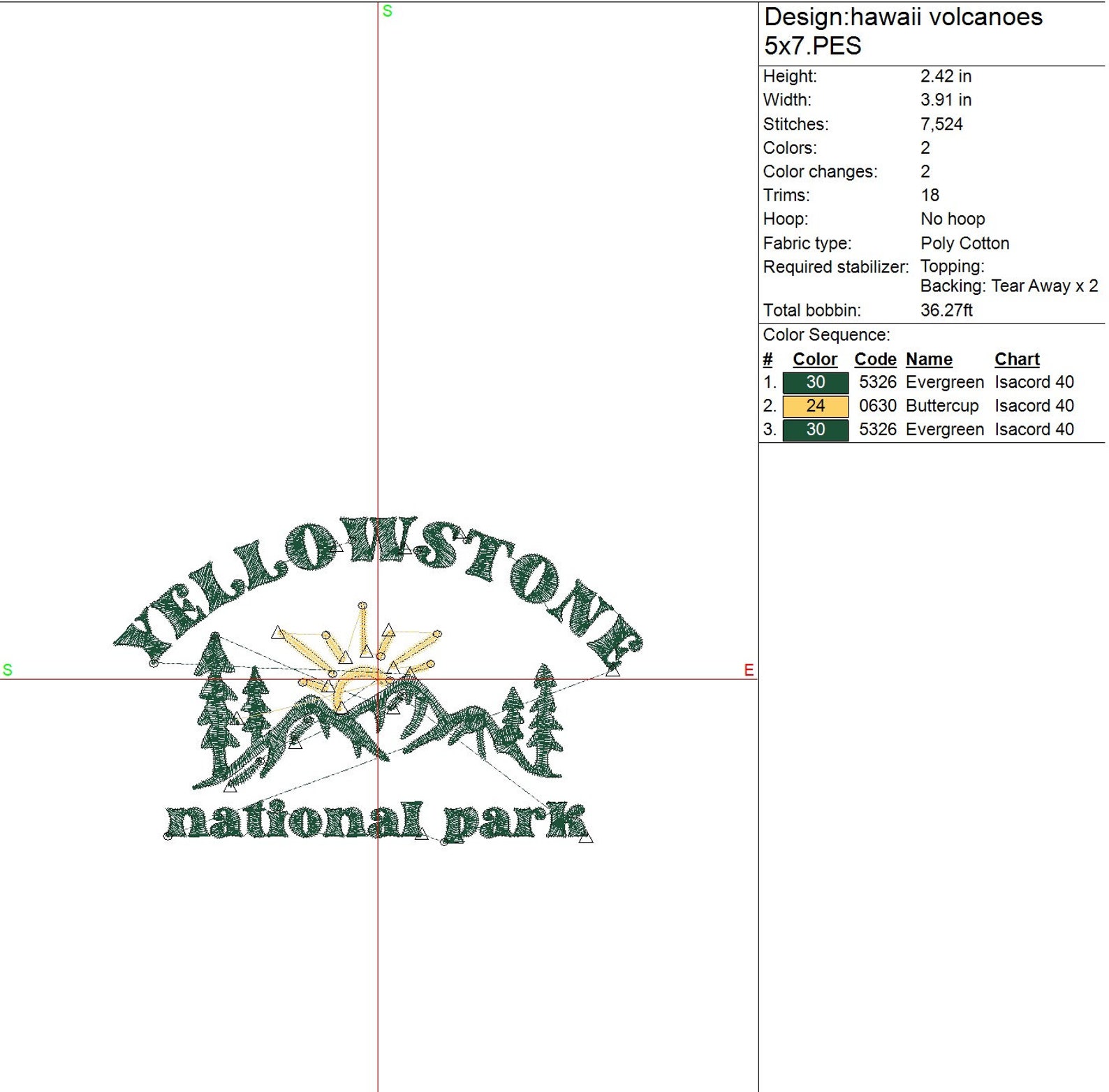 Yellowstone National Park Embroidery Design, PES, DST, JEF, Exp, Xxx ...