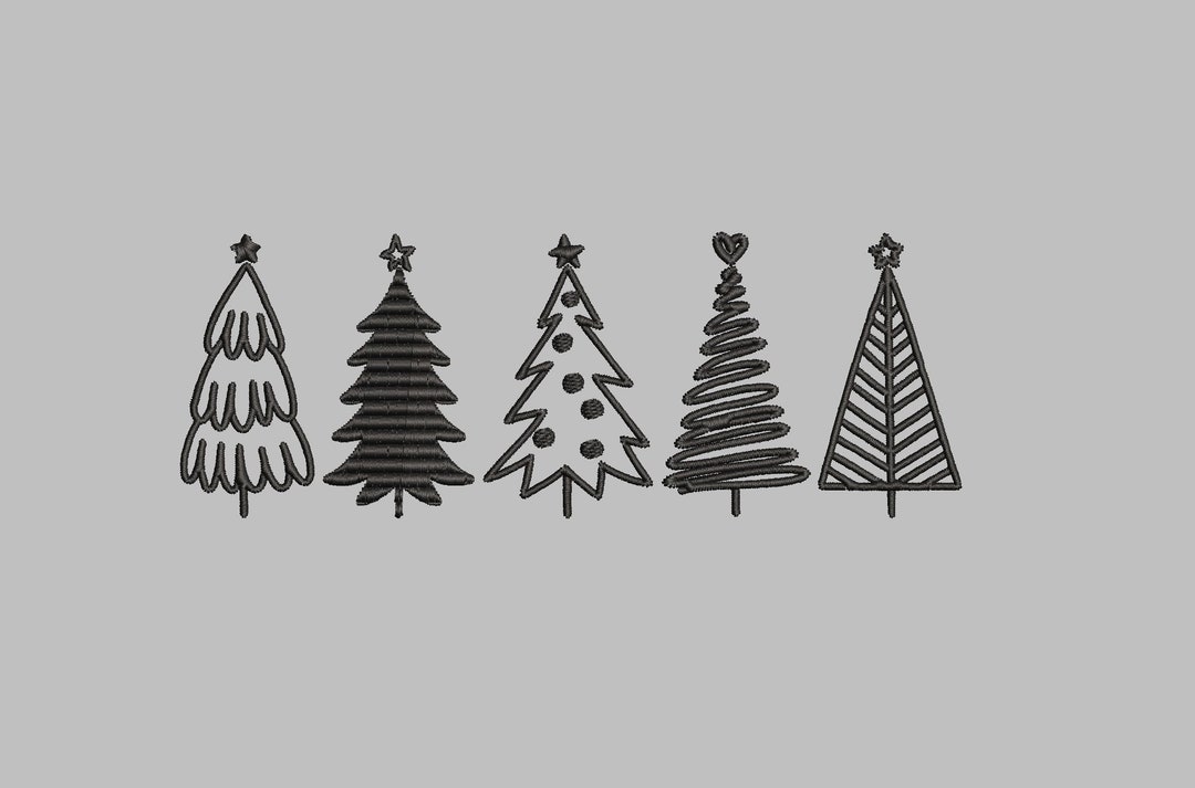 Aesthetic Christmas Trees Embroidery Design - PES File - Etsy