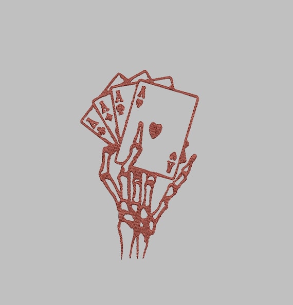 Spooky Skeleton Hand Poker Aces Halloween PES Digital File - Etsy