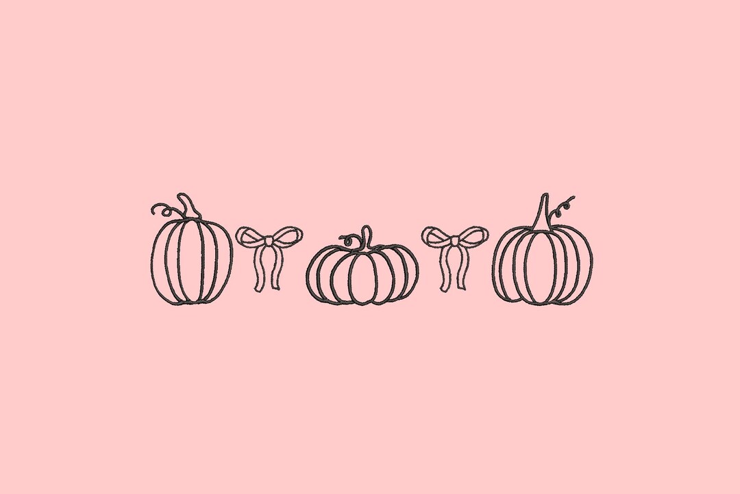 Coquette Pumpkin Bow Embroidery Design -PES, DST, JEF, Exp, Xxx, Vp3 ...