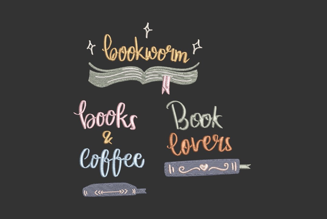 3 DESIGN BUNDLE Book Lovers Embroidery Designs - PES, Dst, Jef, Exp ...