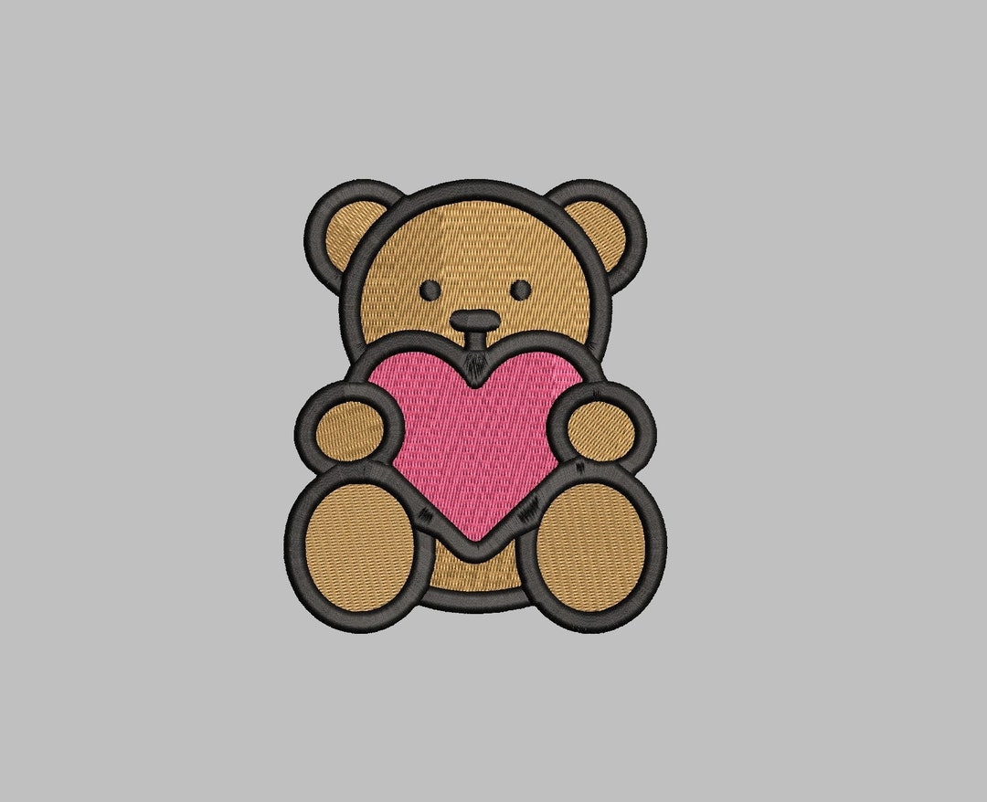 Teddy Bear Heart Embroidery Design, Pes, Dst, Jef, Xxx, Exp, Love ...