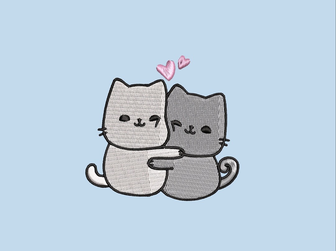 Cats Hugging in Love Embroidery Design - PES, DST, JEF, Exp, Xxx, Vp3 ...