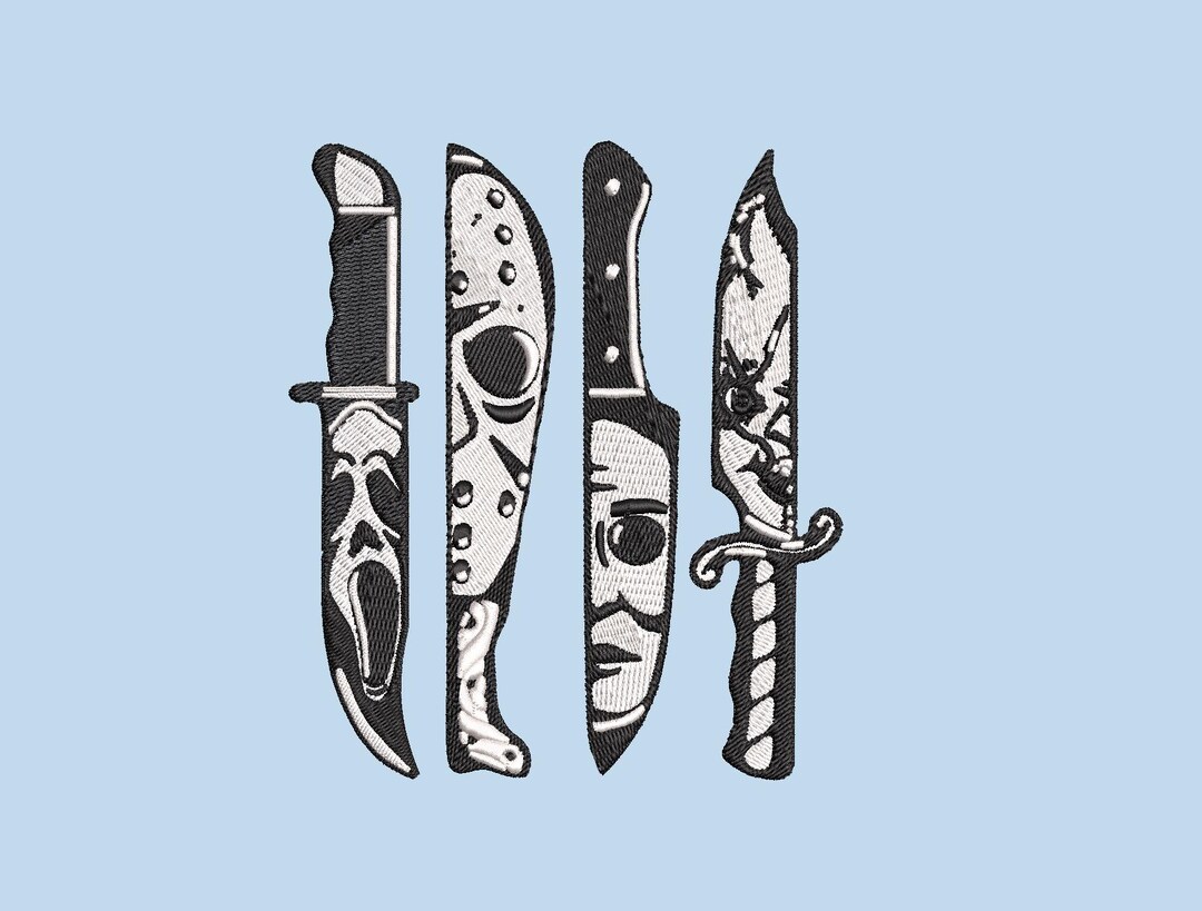 4 Designs Halloween Horror Knives Embroidery Design- 8 File Formats, 2 ...