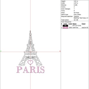 Aesthetic Paris Embroidery Design, PES, DST, JEF, Trendy, Heart, Travel ...