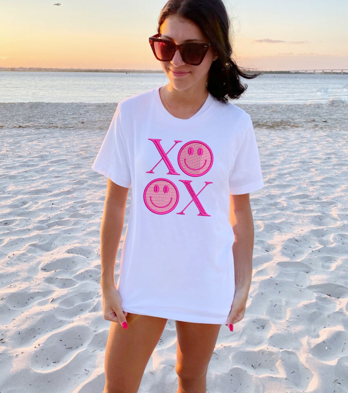 Smiley XOXO Embroidery Design - Instant Download, Smile, Trendy ...
