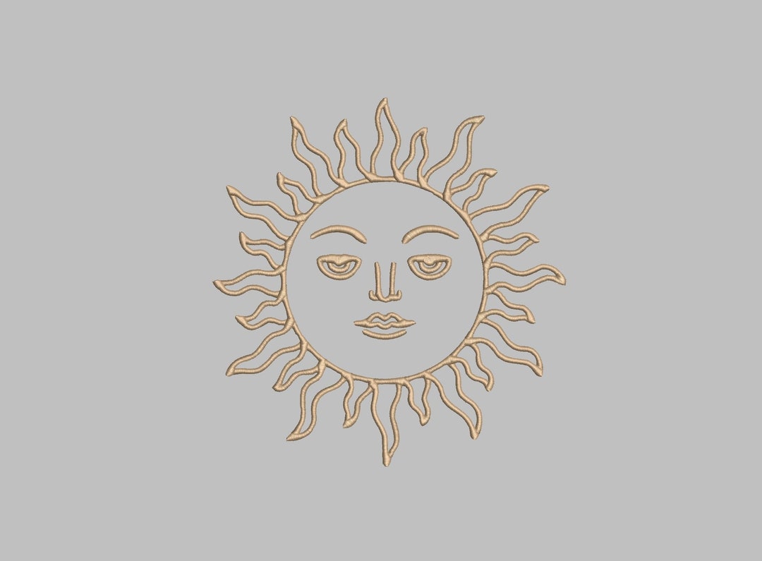Aesthetic Sun Embroidery Design, PES, JEF, DST, 5 Sizes, Trendy, Unique ...