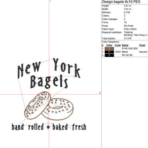 New York Bagels Embroidery Design - PES, DST, JEF, Exp, Xxx, Vp3, Hus ...