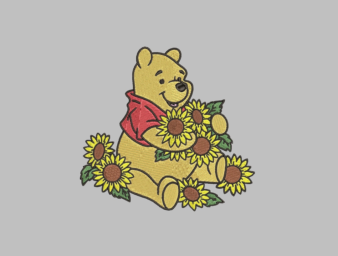 Aesthetic Winnie the Pooh Sunflower Fall Embroidery Design - PES File ...