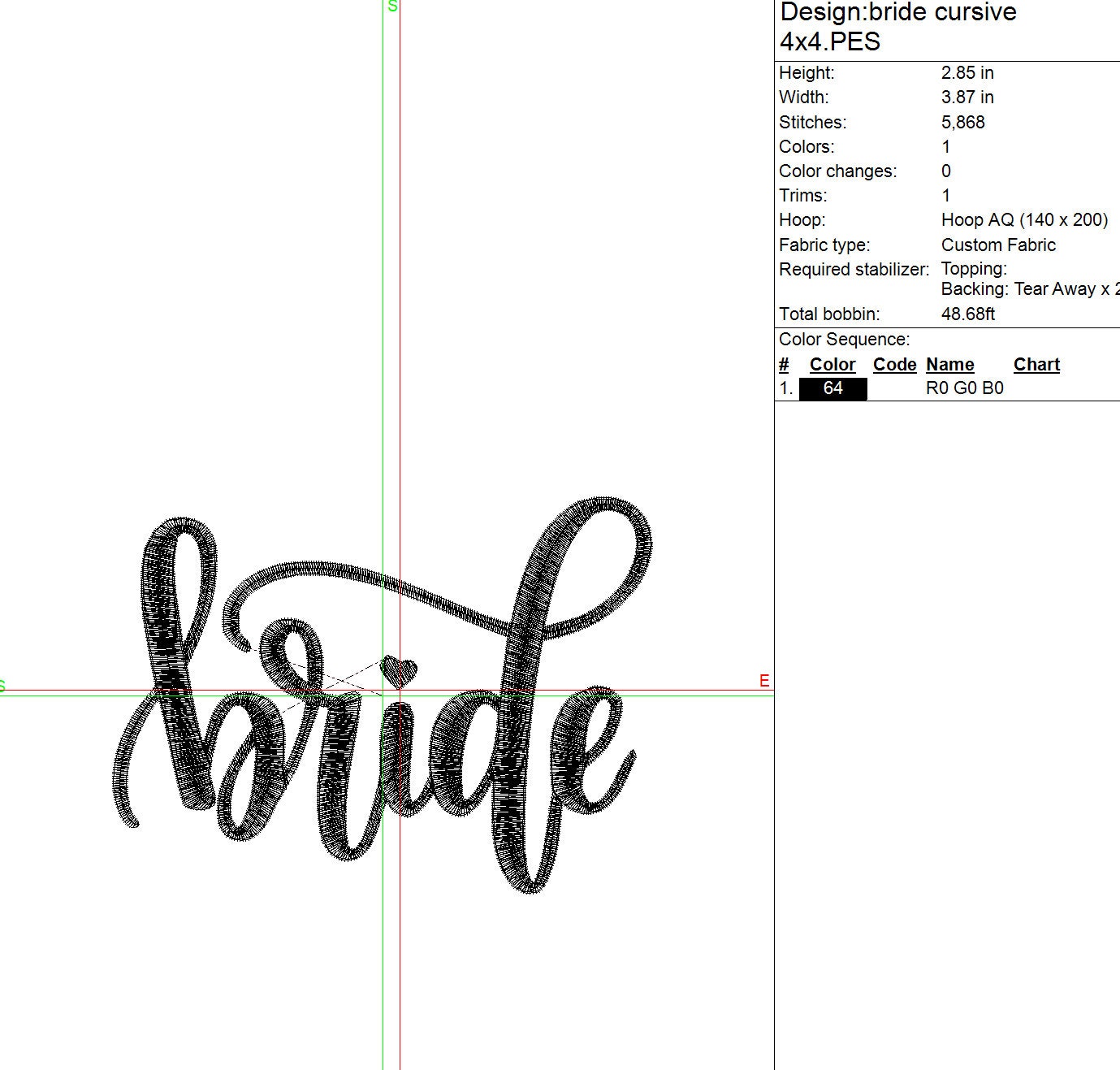 Bride Cursive Embroidery Design & PNG - 1 Size, 8 File Formats, Trendy ...