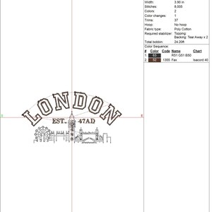 London Established 47AD Embroidery Design, PES, JEF, DST, Travel ...