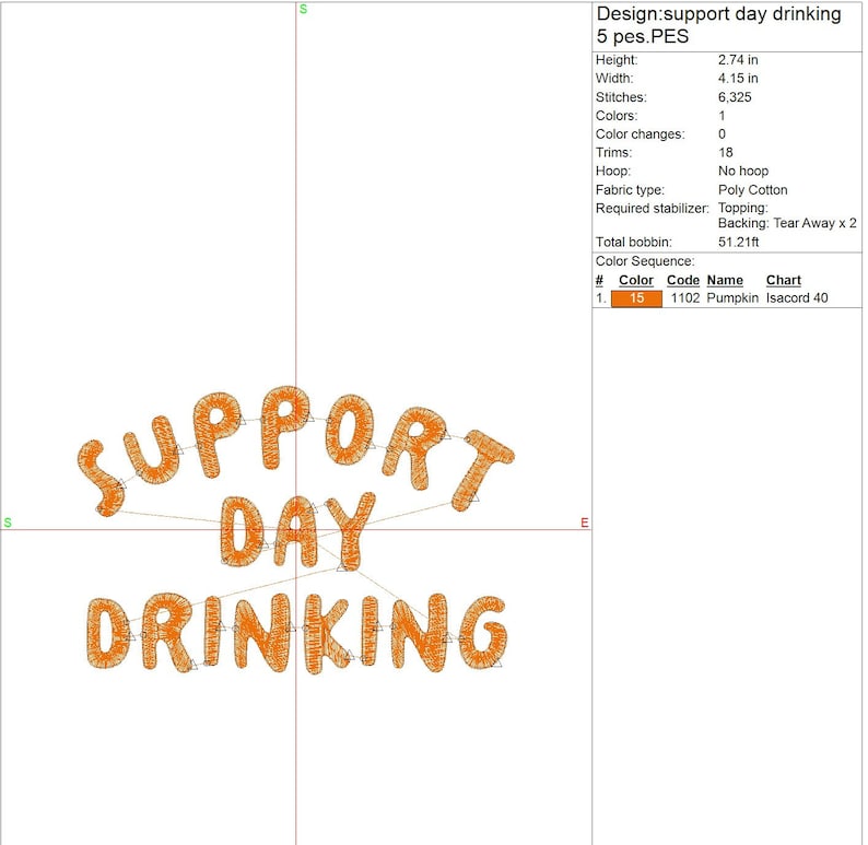 Support Day Drinking Embroidery Design PES DST JEF Summer - Etsy