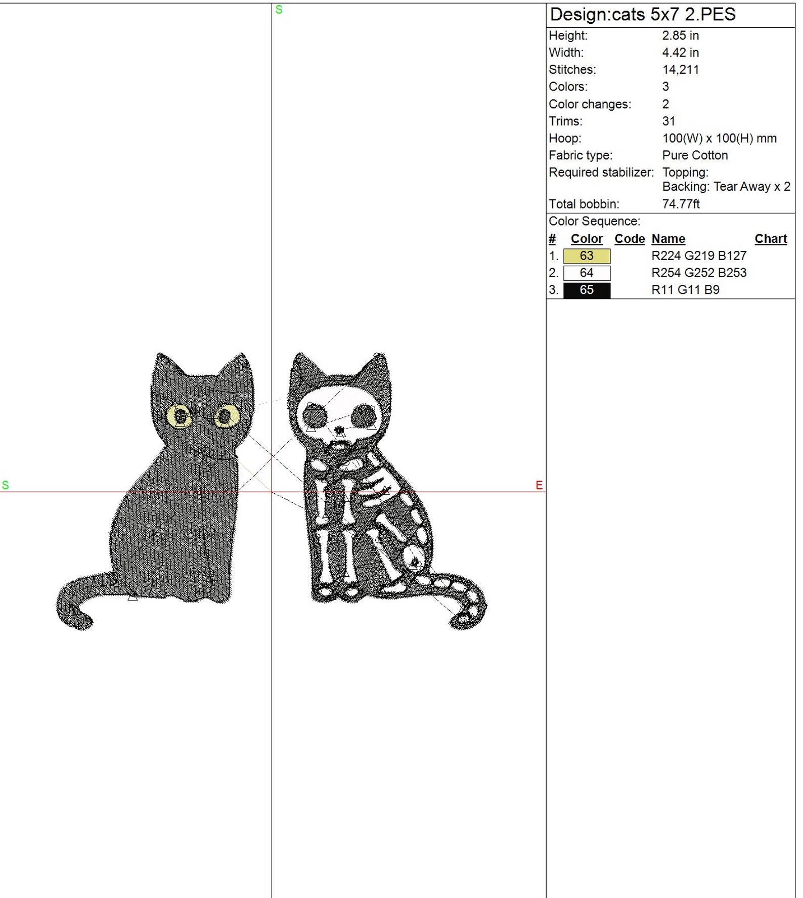 Aesthetic Skeleton and Black Cat Embroidery Design Pes File - Etsy