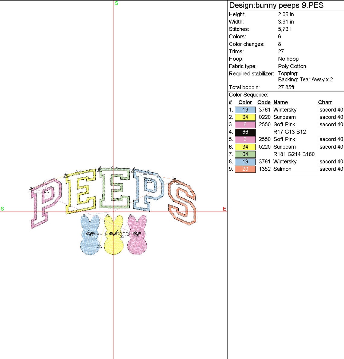 Peeps Easter Candy Embroidery Design - PES, DST, JEF, Exp, Xxx, Vp3 ...