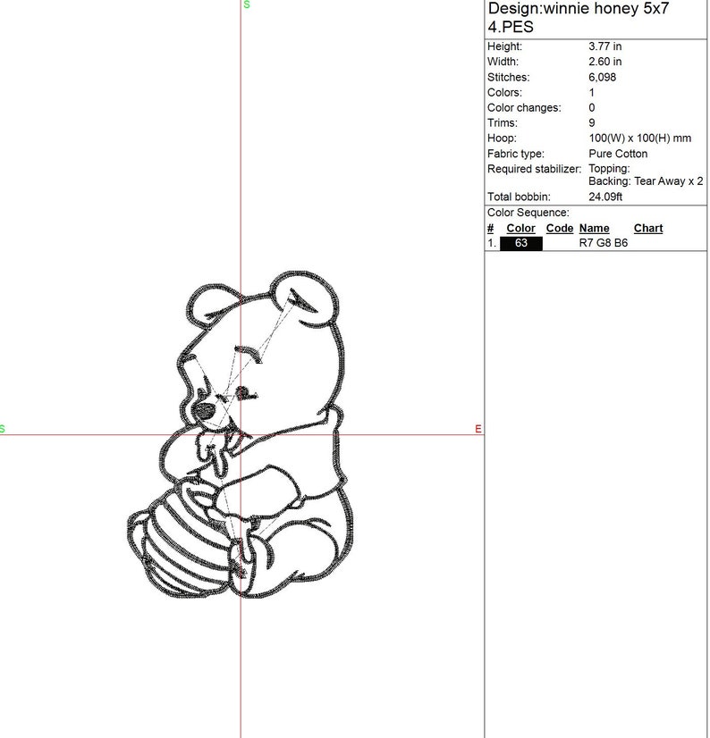 Baby Winnie the Pooh Honey Aesthetic Embroidery Design - PES File - Etsy