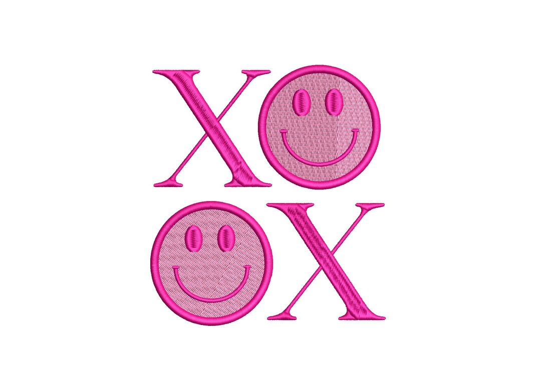 Smiley XOXO Embroidery Design - Instant Download, Smile, Trendy ...