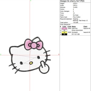 Y2K Kitty Middle Finger Embroidery Design PES, DST, JEF, Exp, Xxx, Vp3 ...