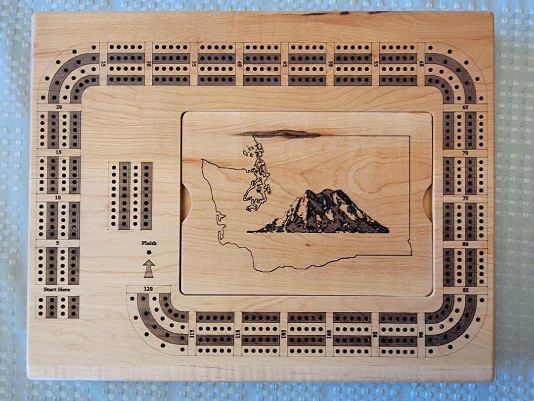 4 Track Cribbage Board. 15 X 12 X 1 3/8 Inches Maple Hardwood - Etsy