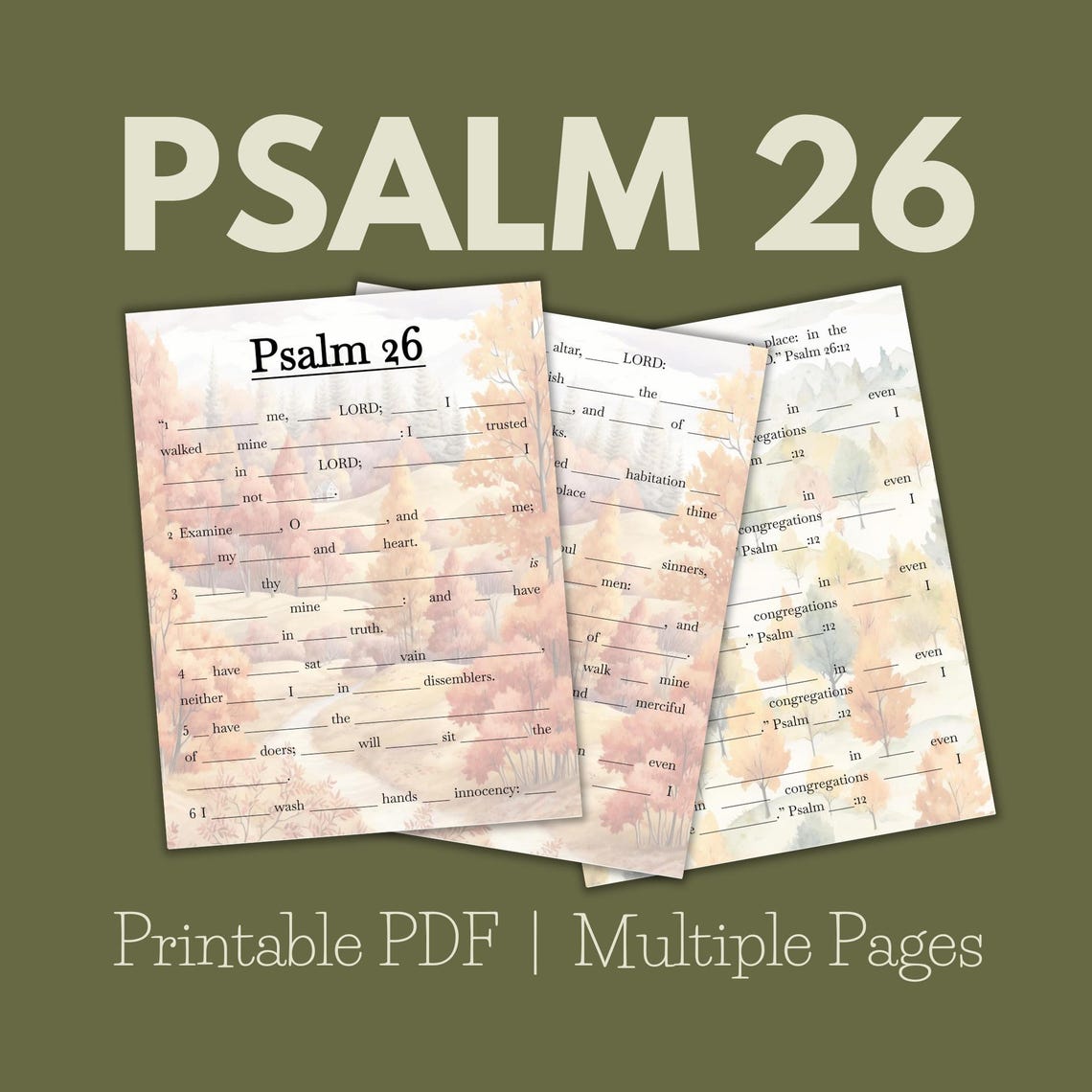 Psalm 26 Bible Study, Printable Worksheet, Bible Activity, Bible Study ...