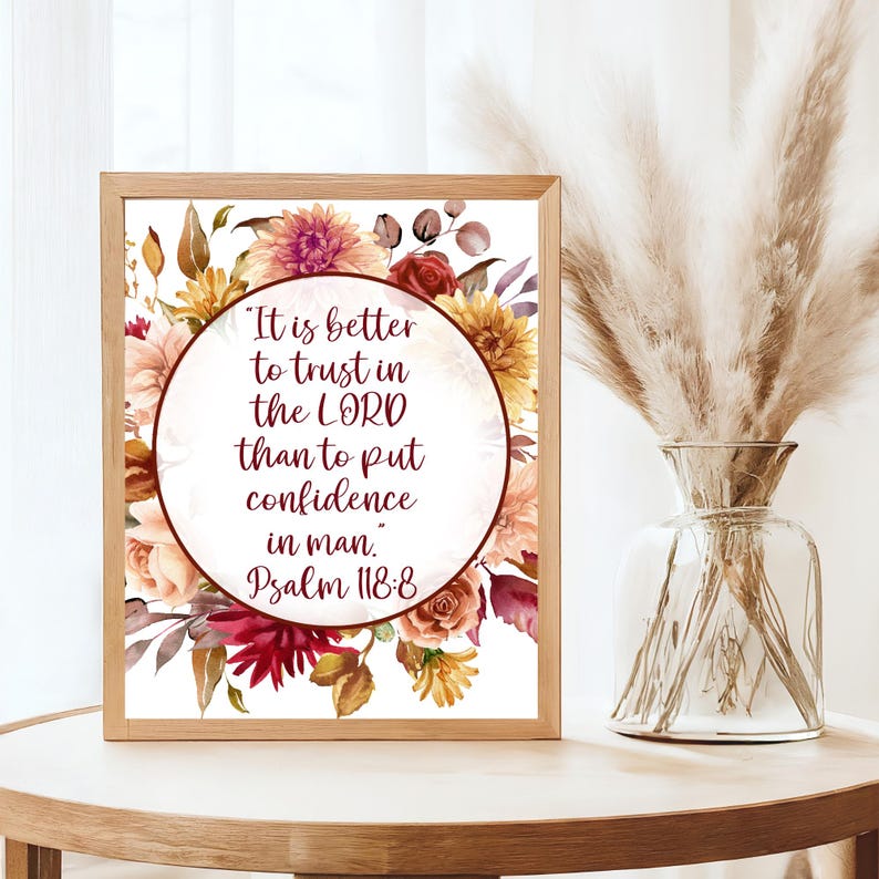 Psalm 118:8 Printable, Bible Verse Wall Art, Fall Art Print, Trust in ...