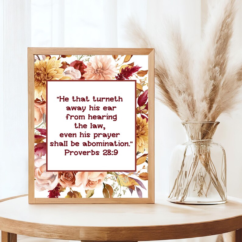 Proverbs 28:9 Printable, Bible Verse Wall Art, Fall Art Print, 16" X 20 ...