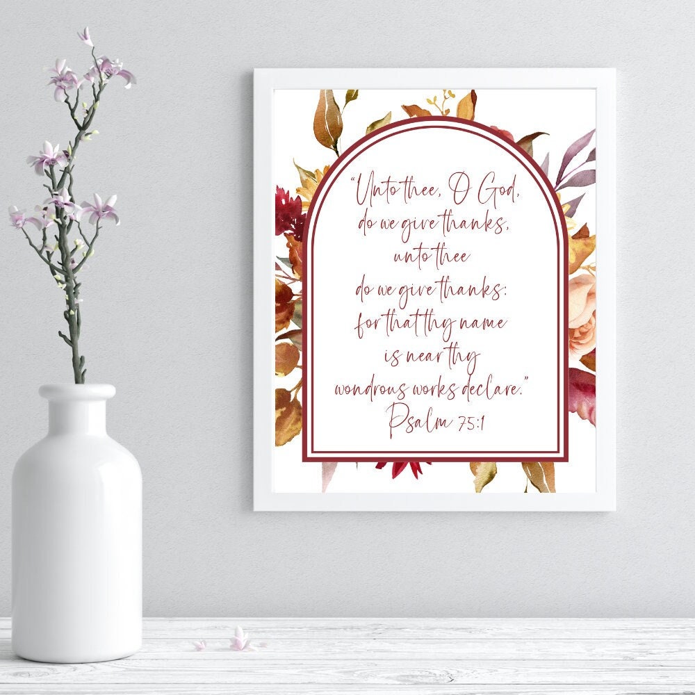 Bible Verse Wall Art, Psalm 75:1, Scripture Wall Art Printable, 8 X 10 ...
