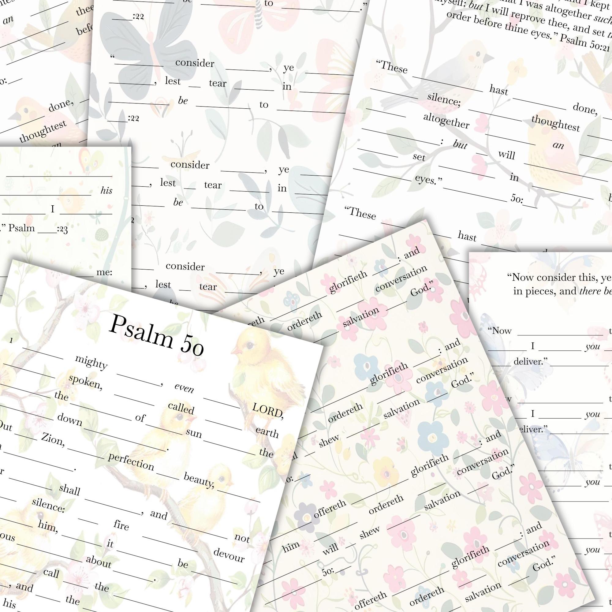Psalm 50 Bible Study, Printable Worksheet, Bible Study Tool, Fill in ...