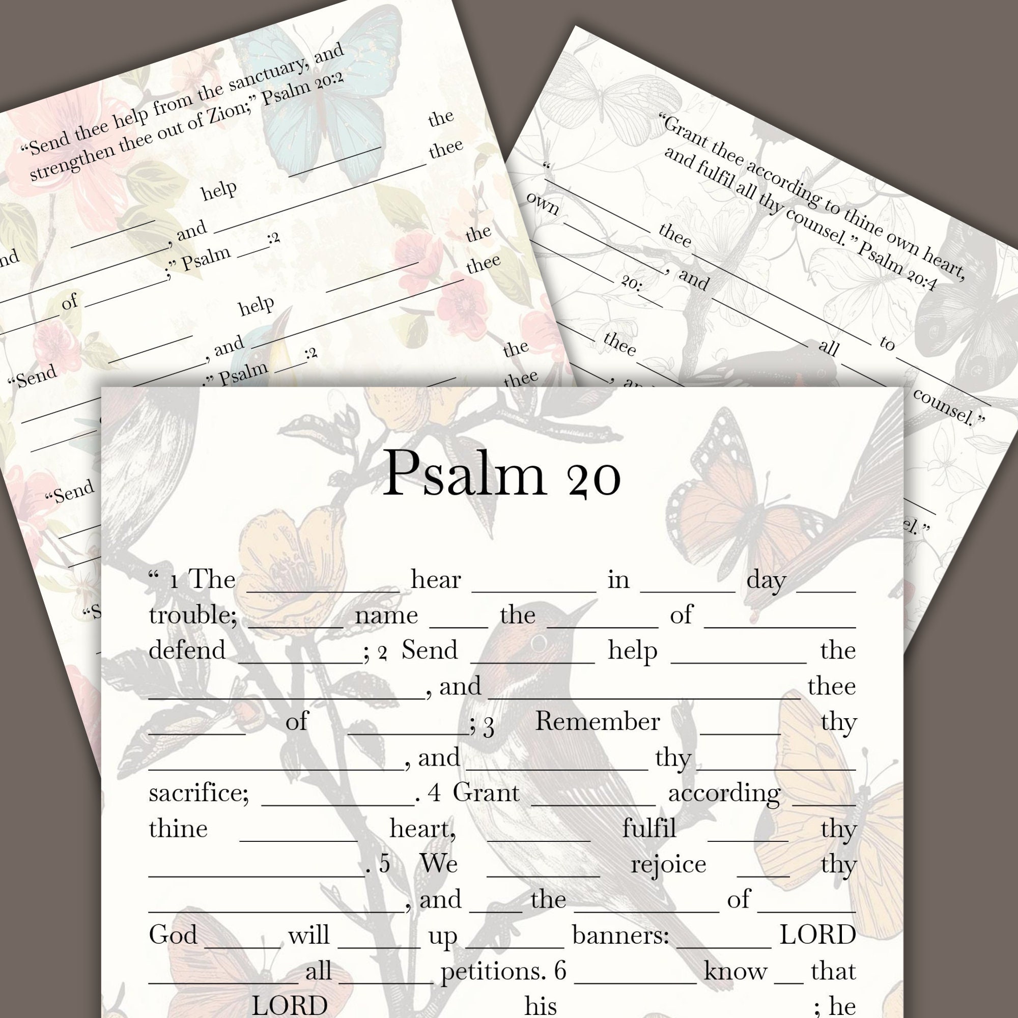 Psalm 20 Bible Study Tool, Fill in the Blank Bible Verse, Printable ...