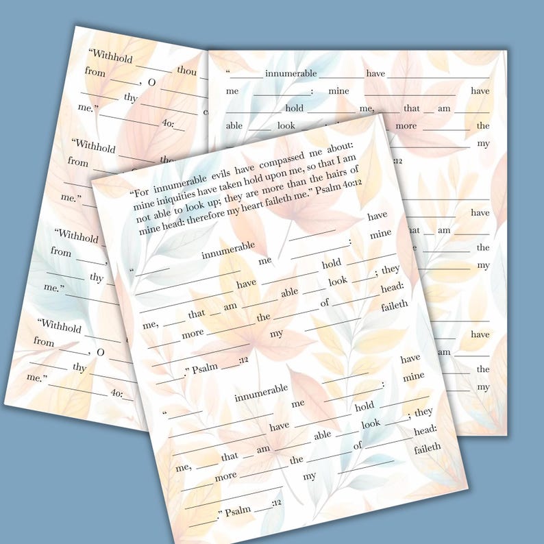 Psalm 40 Fill-in-the-blank Bible Study Worksheet King James Version ...