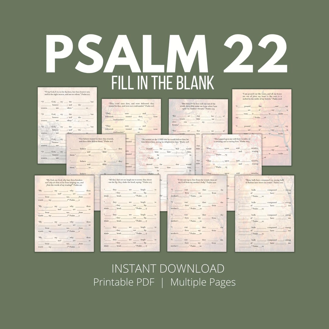 Psalm 22, Bible Study Worksheet, Fill in the Blank, Memory Verse ...