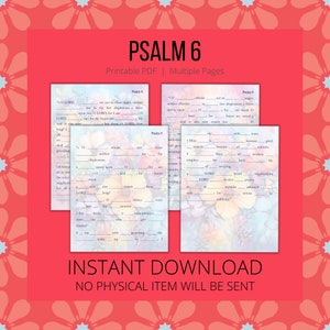 Bible Study Printable, Psalm 6 Worksheet, Fill in the Blank, King James ...
