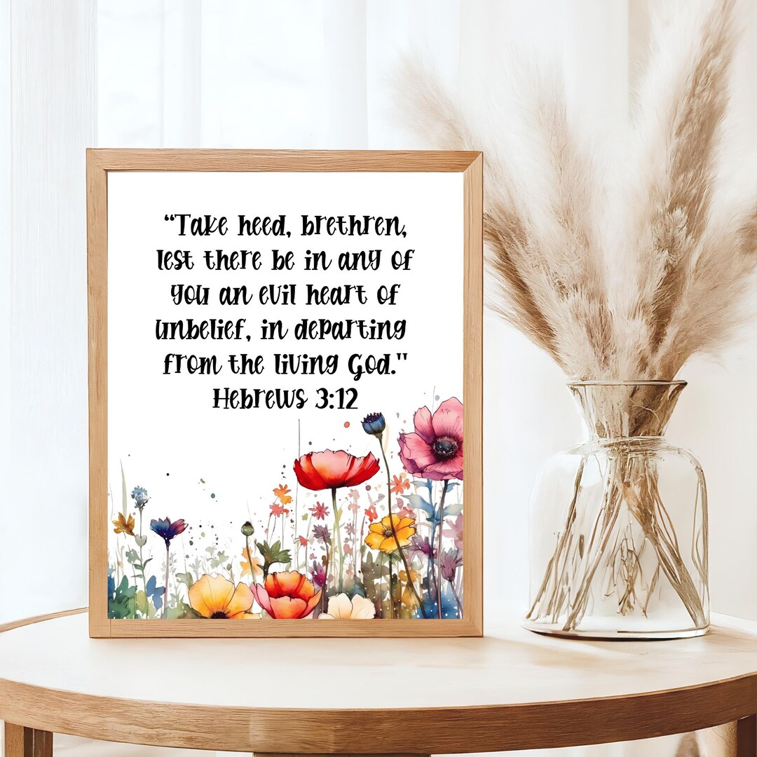 Bible Verse Wall Art, Hebrews 3:12, 16" X 20", Scripture Print, Faith ...